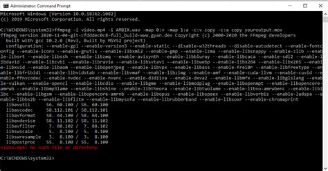 Command Line Ffmpeg Not Recognizing Any Video Files Cannot Mux