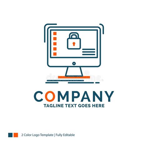 Secure Protection Safe System Data Logo Design Blue And Ora Stock