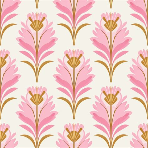 Symmetrical Abstract Floral Pattern In Yellow And Black Seamless