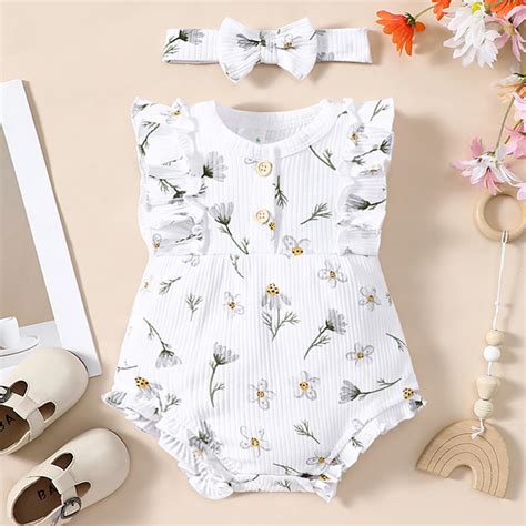 Macac O Estilo Casual Sem Mangas Para Beb Puro Algod O Elegante Flor
