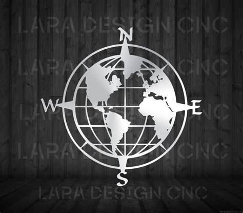 Mirrored Stainless Compass Metal Sign Etsy