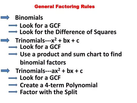 Ppt General Factoring Rules Powerpoint Presentation Free Download