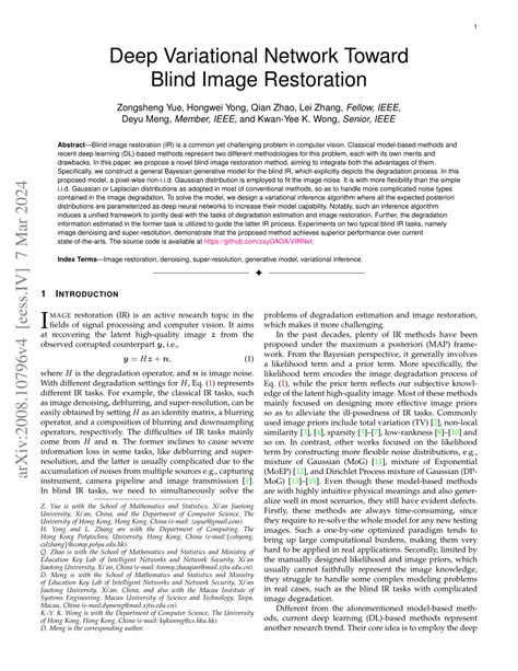 Pdf Deep Variational Network Toward Blind Image Restoration