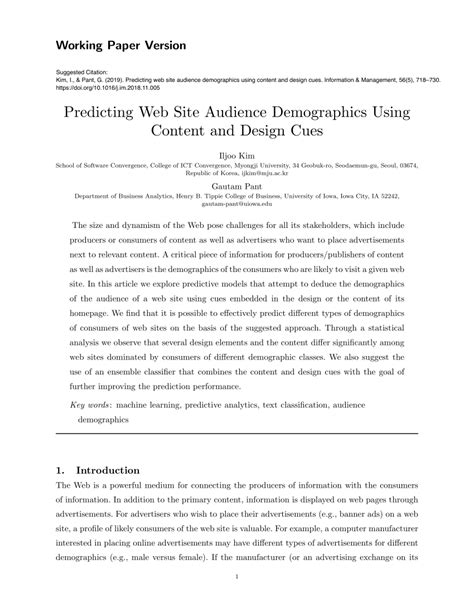 Pdf Predicting Audience Demographics Of Web Sites Design Vs Content Cues
