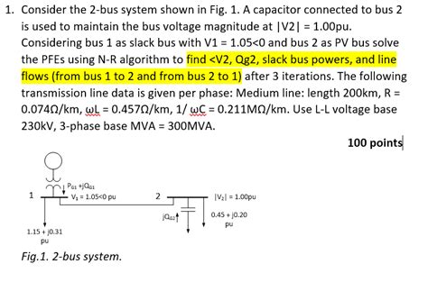 Solved 1 Consider The 2 Bus System Shown In Fig 1 A Chegg Com