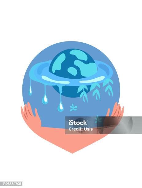 지구를 감싸는 손 환경 관리의 본질을 구현합니다 환경 문제와 Earthworld 물의 날 디자인 일러스트레이션 보호의 중요성을 나타내는 개념입니다 가뭄에 대한 스톡 벡터