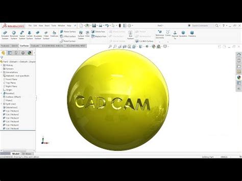 Solidworks Tutorial Engrave D Text On Sphere Solidworks Surface Empower Youth
