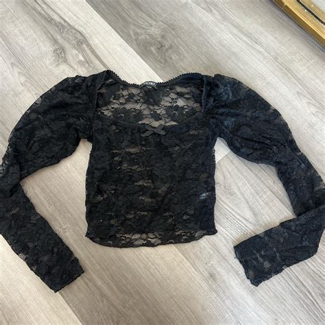 Black Mesh Lace Long Sleeve From Dollskill Size Xxs Depop