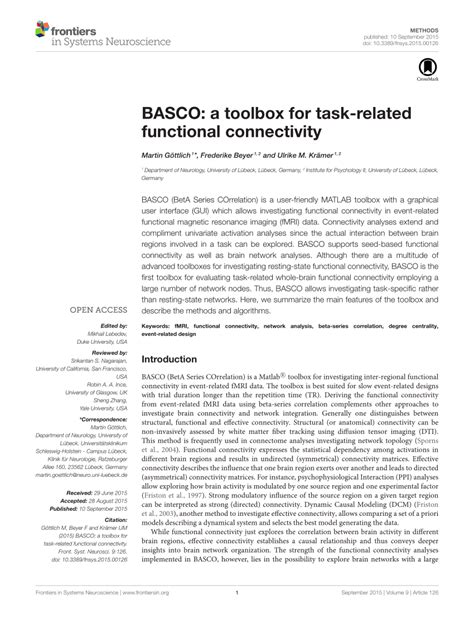 Pdf Basco A Toolbox For Task Related Functional Connectivity