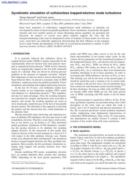 Pdf Gyrokinetic Simulation Of Collisionless Trapped Electron Mode Turbulence