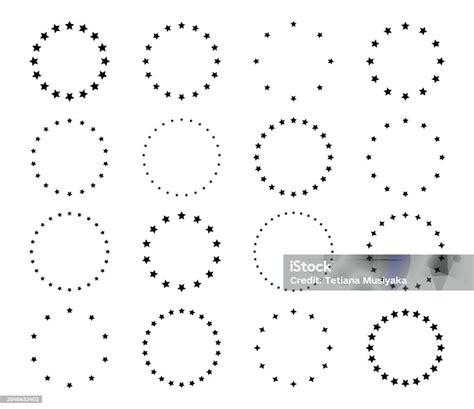 다양한 크기의 별들이 원형으로 배열되어 있습니다 디자인 요소 장식 스타 원 벡터입니다 검은 별 모양 간단한 기호입니다 벡터 일러스트 레이 션 6에 대한 스톡 벡터 아트 및