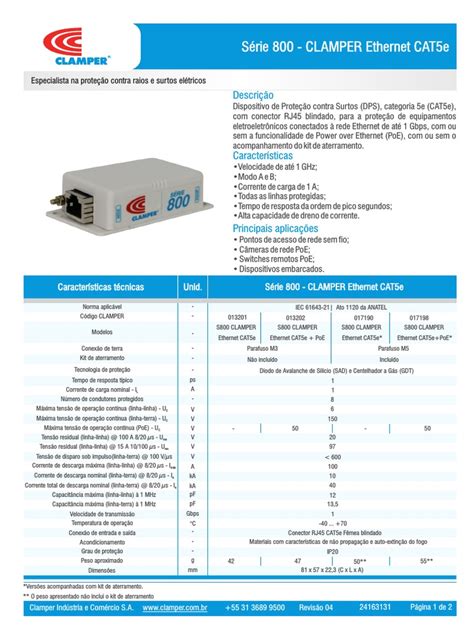 Fil 0101 Ft S800 Clamper Ethernet Cat5e 04 Portugues Pdf Rede De Computadores