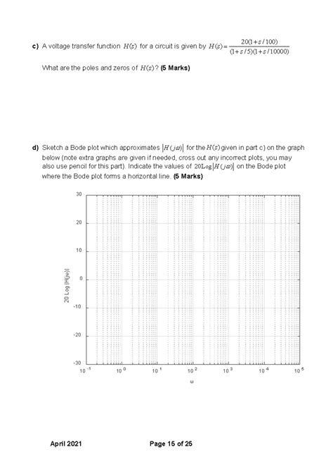Bode Plot Question Practice Problems April 2021 Page 15 Of 25 C A