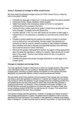 Fillable Online Annex Summary Of Changes To HFEA Consent Forms Fax Email Print PdfFiller