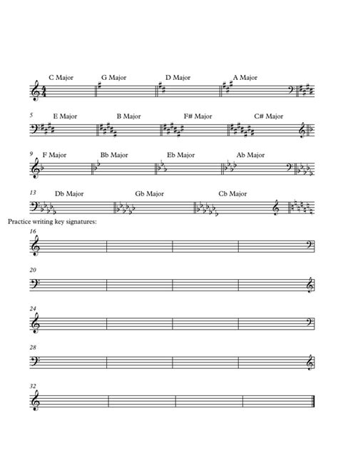 Key Signatures Worksheet Pdf