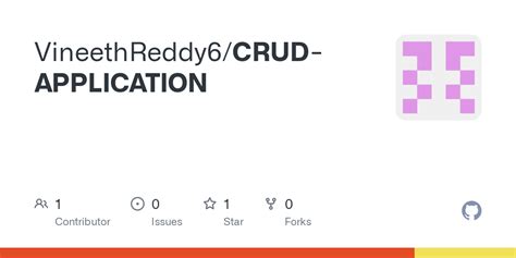 GitHub VineethReddy CRUD APPLICATION