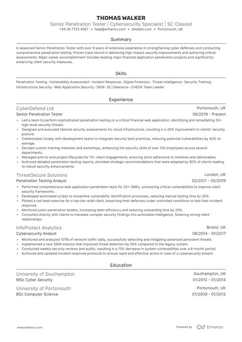 Penetration Tester Cv Examples And Guide For 2025