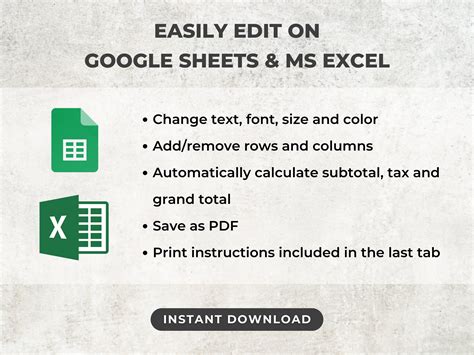 Custom Order Form Template MS Excel Google Sheets Editable Small Business Form Digital