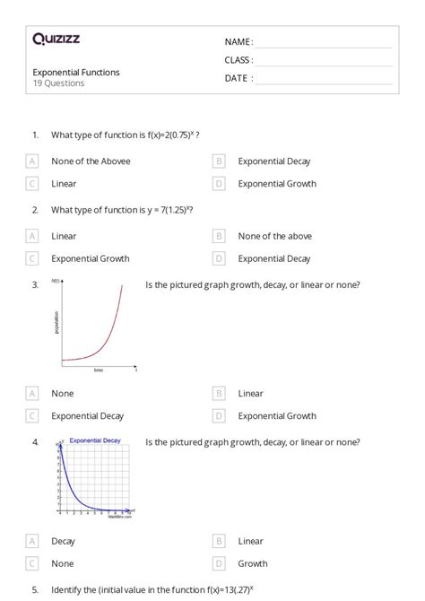 50 Derivatives Of Exponential Functions Worksheets For 10th Class On Quizizz Free And Printable