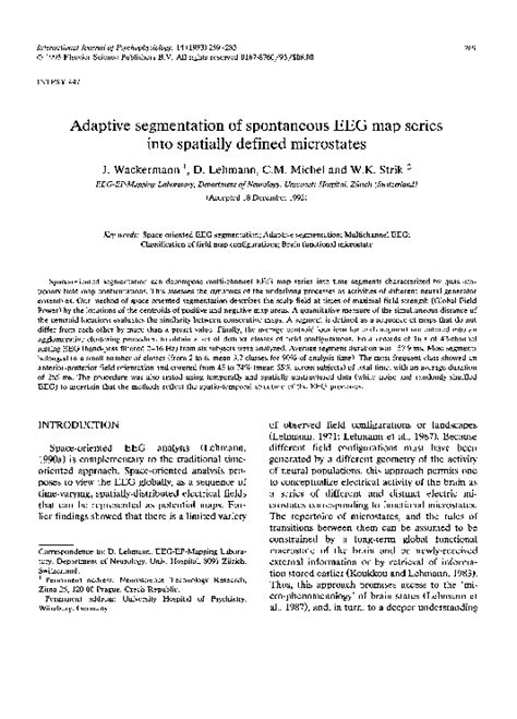 Pdf Adaptive Segmentation Of Spontaneous Eeg Map Series Into