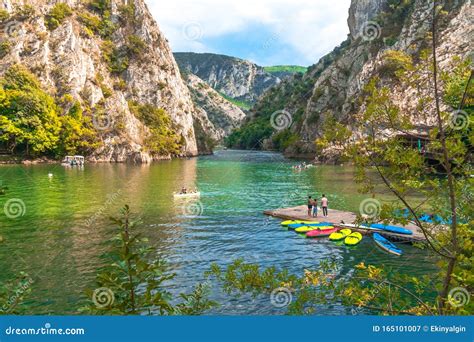 Matka Canyon With Kayaking People Editorial Photography Image Of Bush