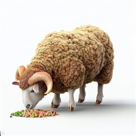 Premium Ai Image A Sheep Eating Nuts Full Of Wool And Horns With