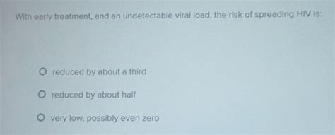 Solved With Early Treatment And An Undetectable Viral Load The Risk