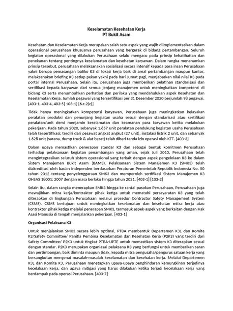 Program Kerja Hse Ptba Pdf