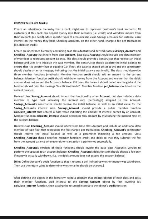 Solved Com203 Test 3 25 Marks Create An Inheritance