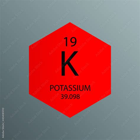 K Potassium Alkali Metal Chemical Element Periodic Table Hexagon