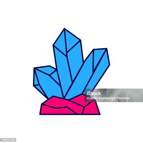 채워진 윤곽선 흰색 배경에 격리된 마법의 돌 아이콘 판타지 크리스탈 게임을위한 보석 보석 벡터 가득 찬에 대한 스톡 벡터 아트