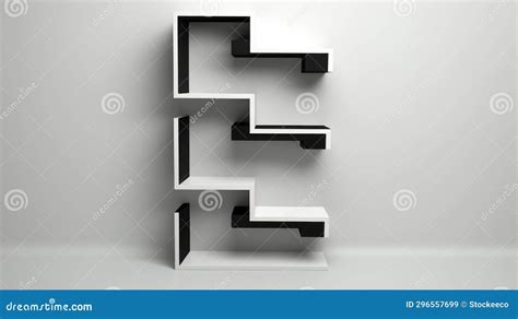 Black And White Constructivist Book Shelves Illusion Of Three