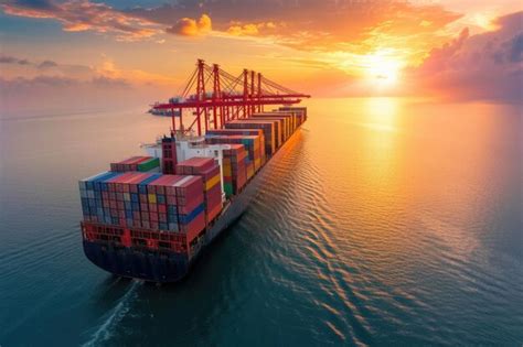 Premium Photo Container Ship Loading And Unloading In Global Logistics