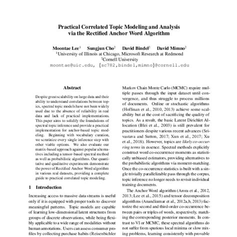 Practical Correlated Topic Modeling And Analysis Via The Rectified Anchor Word Algorithm Acl