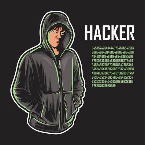 Ilustração De Camiseta De Um Homem Hacker Em Um Capuz Escuro Vetor