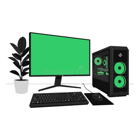 Modern Desktop Computer Workstation Vector Illustration Stock