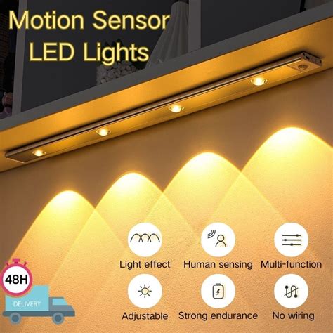 Motion Sensor Light For Bedroom 3 Colors Magnetic Rechargeable Lights Wirless Led Light Strip