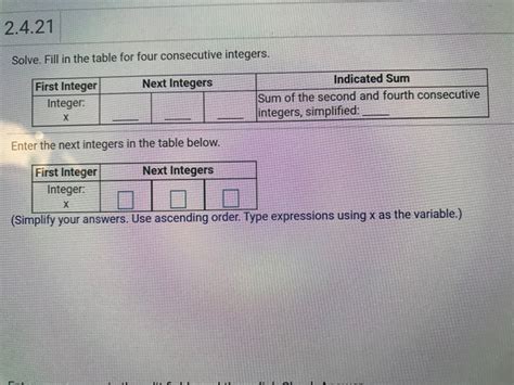 Solved 2421 Solve Fill In The Table For Four Consecutive