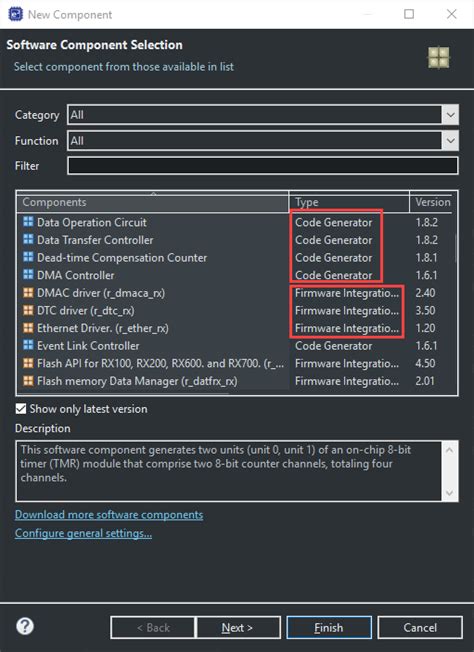 Code Generator Components Not Showing Up In Smart Configurator Forum Rx Mcu Renesas