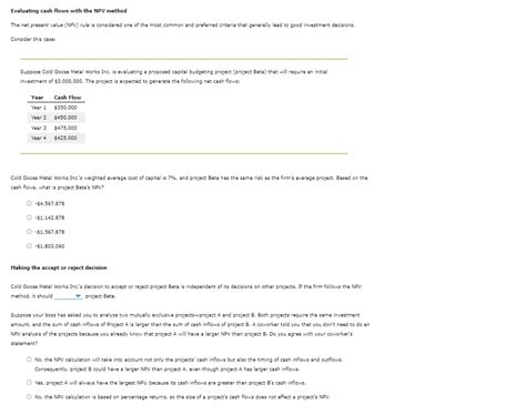 Solved 3 Net Present Value NPV Evaluating Cash Flows Chegg Com