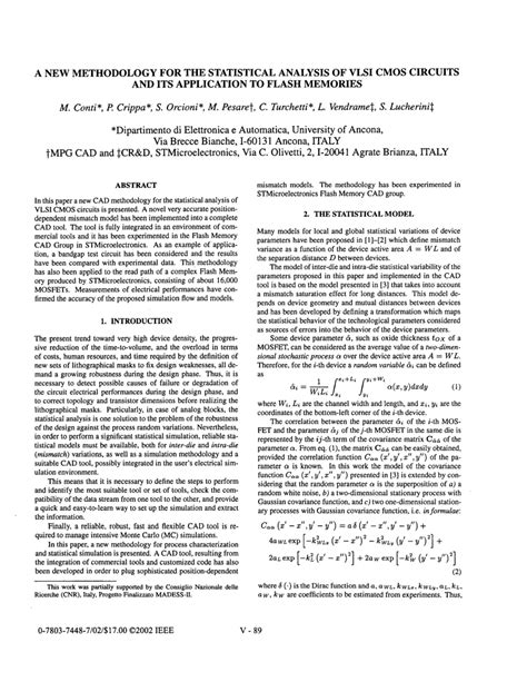 Pdf A New Methodology For The Statistical Analysis Of Vlsi Cmos