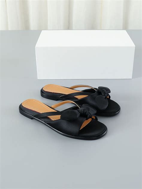 여성용 새틴 보우 플랫 바텀 슬리퍼 실크 한 단어 뮬러 샌들 패션 신상 Aliexpress
