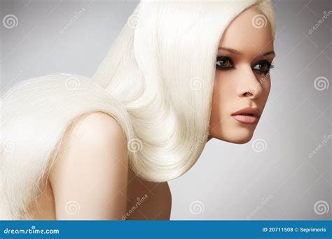 Beautiful Chic Model With Long Blond Straight Hair Stock Photo Image Of Chic Face