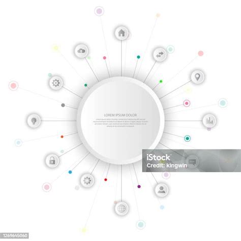인포그래픽 요소와 평면 아이콘이 있는 정보 기술 배경 디지털 기술 네트워크 연결 및 통신 개념 벡터 그림입니다 가리키기에 대한 스톡 벡터 아트 및 기타 이미지 Istock