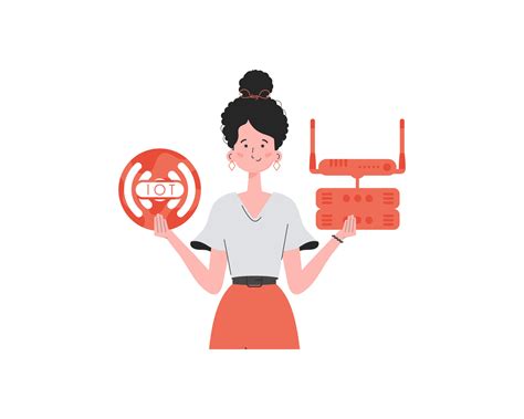 A Woman Is Holding An Internet Thing Icon In Her Hands Router And Server IOT And Automation