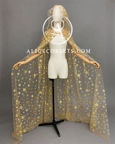 Hooded Starry Bridal Cape ~ Fairytale Cloak Pagan Mesh Cover Up For