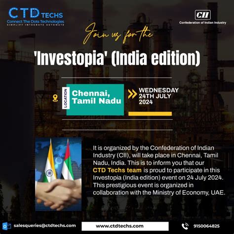 Ctd Techs Pvt Ltd On Linkedin Investopiaindia Cii Ctdtechs Uaeministry Chennaievent…