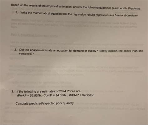 Solved Part 2 Estimation Interpretation 50 Results