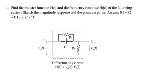Solved 1 Find The Transfer Function H S And The Frequency