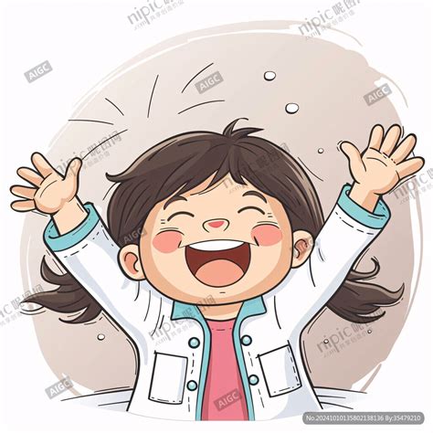 Ai创作图快乐的小女孩插画 并举双手的女孩 手绘积极向上初中女孩 开心的孩子学生插画 手绘开心的小女孩 举起双手的小孩 开心女孩插画 手绘梦幻快乐男生插图 微笑女生女孩插画 轻松好心情的女孩